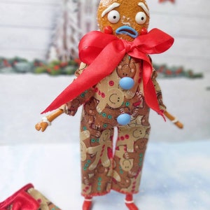 Gingerbread Man Poseable Art Doll, Christmas Decor, Spooky Christmas - Etsy