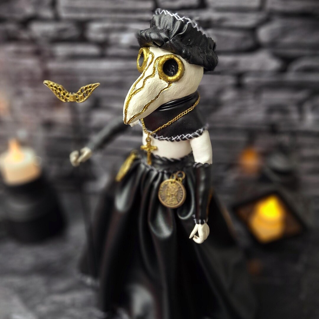Handmade Gothic Plague Doctor Art Doll – Dark Collectible for Gothic ...