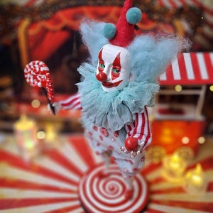 Whimsical Creepy Clown Doll – Haunted Circus Art Figurine | Spooky ...