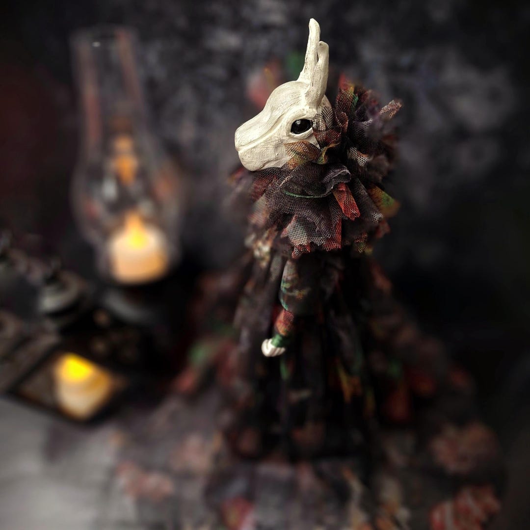 Gothic Rabbit Art Doll – Whimsical Bunny Figurine | Handcrafted Gothic ...