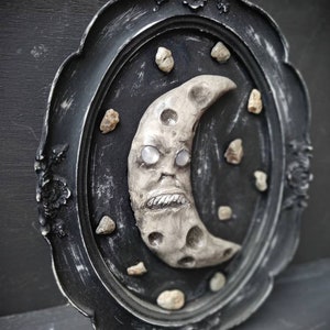 Moon Art, Gothic Home Decor, Creepy Wall Art, Halloween Decor - Etsy
