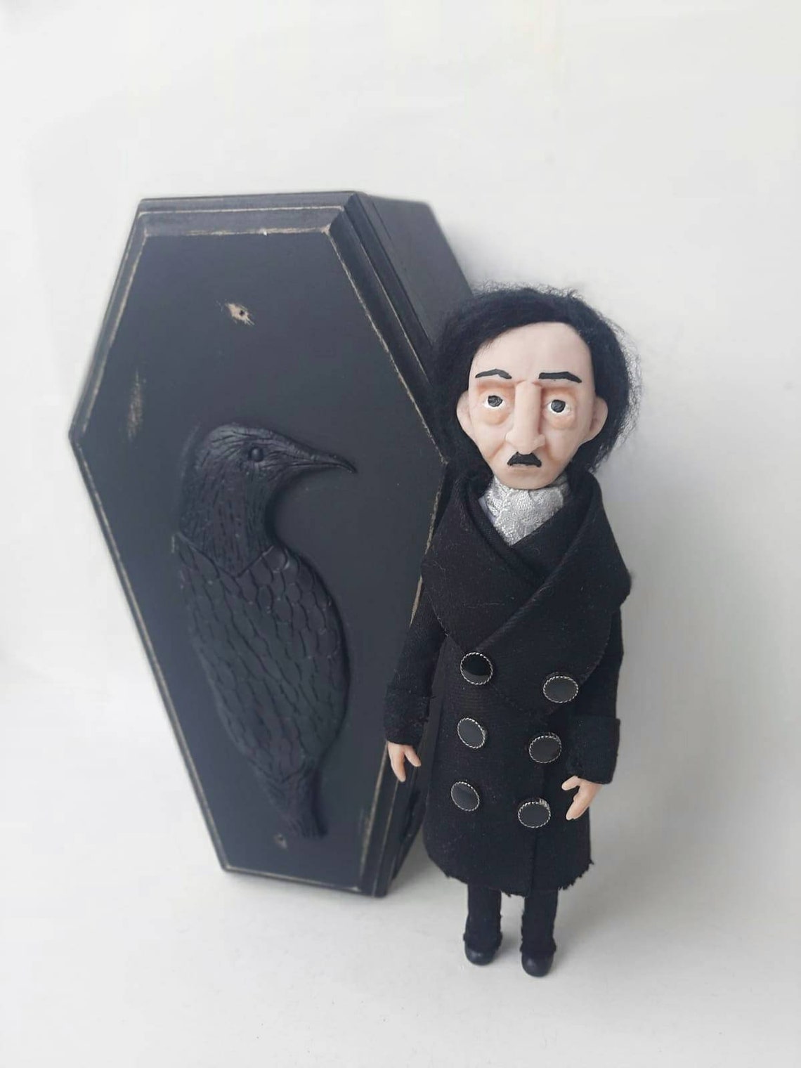 Edgar Allan Poe Gothic Art Doll Spooky Decor Coffin Art - Etsy