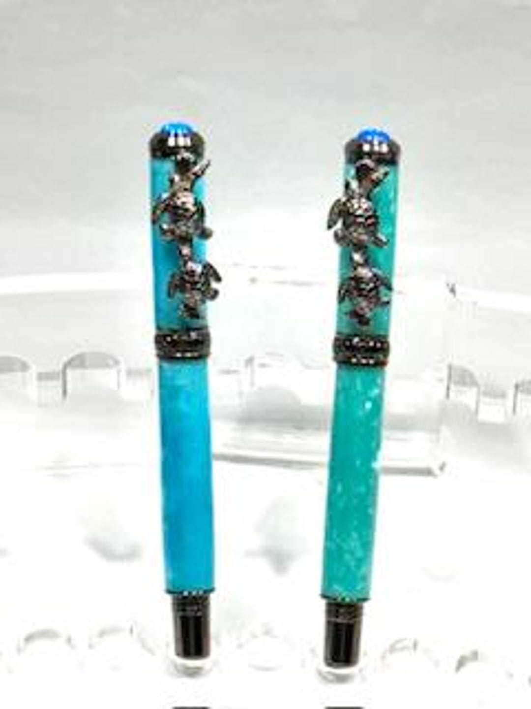 Sea Turtle Deluxe Rollerball Pen, Synthetic Fire Blue Opal Top ...