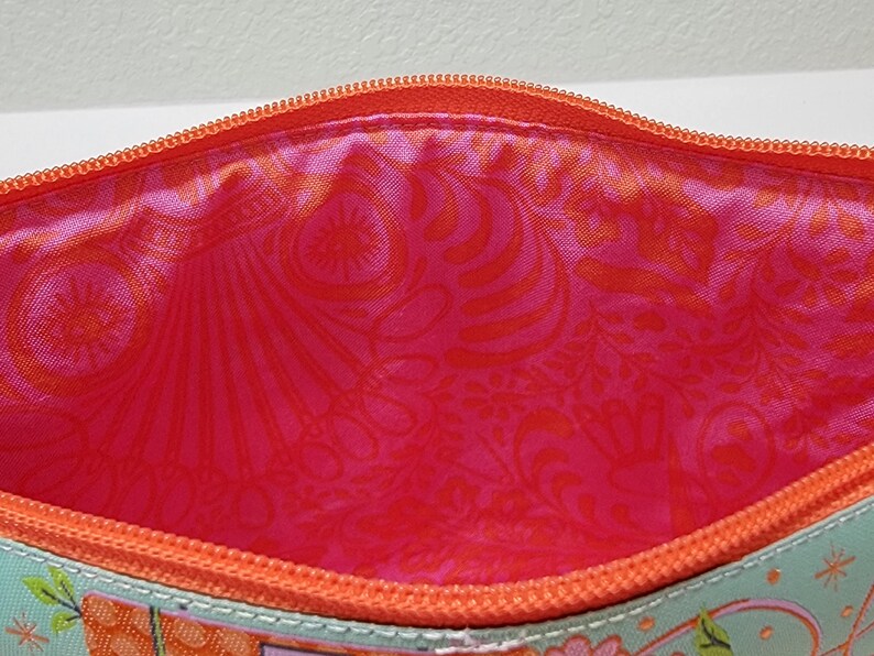 Handmade Quilted Pouch Tula Pink Fabric Vibrant & Stylish Organizer Bag ...