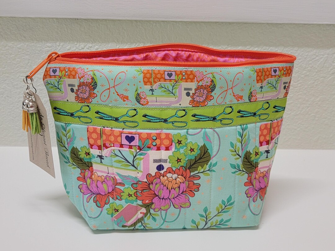 Handmade Quilted Pouch Tula Pink Fabric Vibrant & Stylish Organizer Bag ...