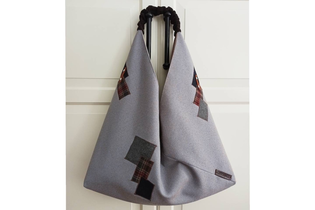 Origami Hobo Bag: Blue Patchwork Japanese Style Azuma Bukuro - Etsy