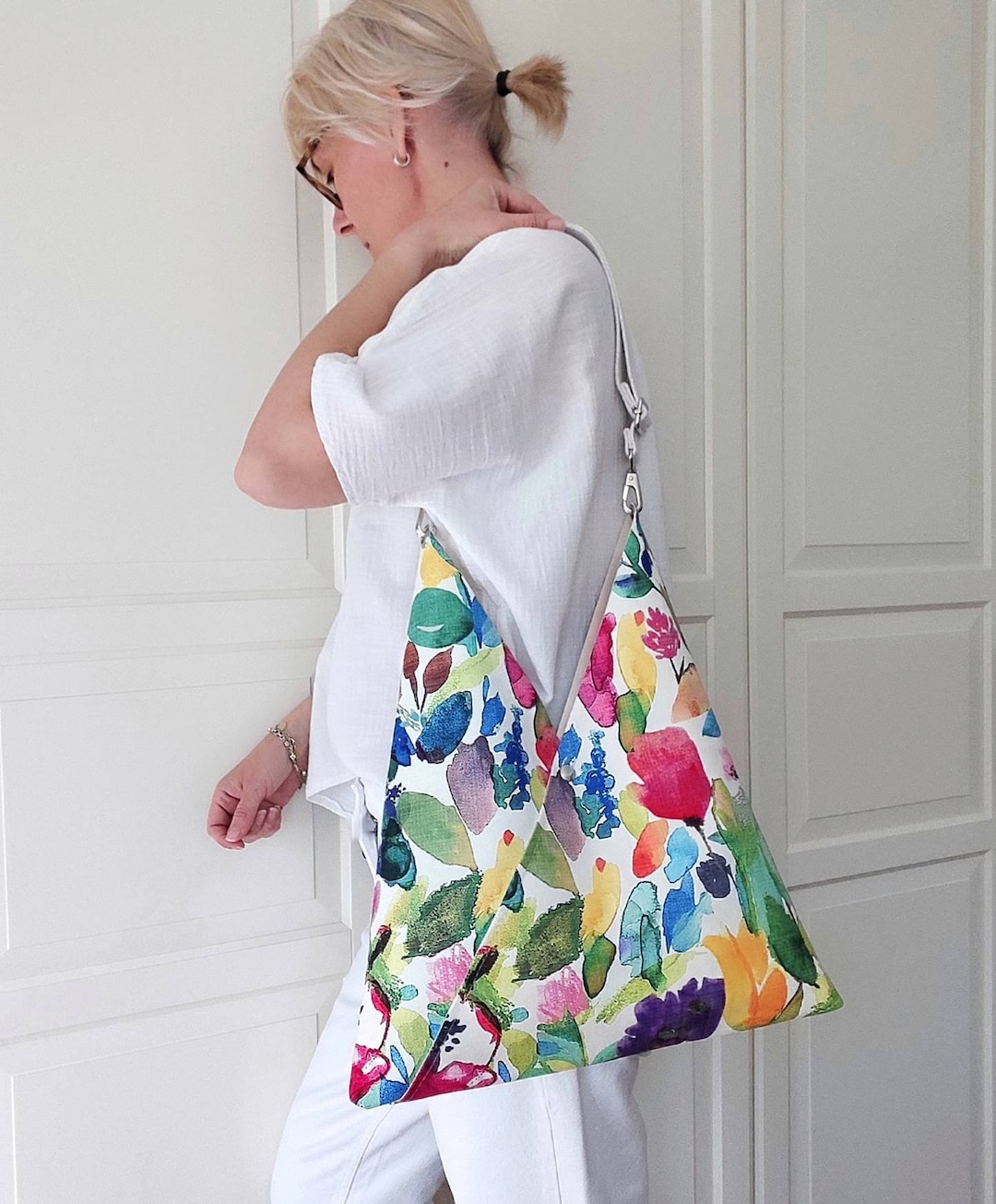 Floral Hobo Bag: Colorful Japanese Azuma Bukuro Crossbody Purse - Etsy