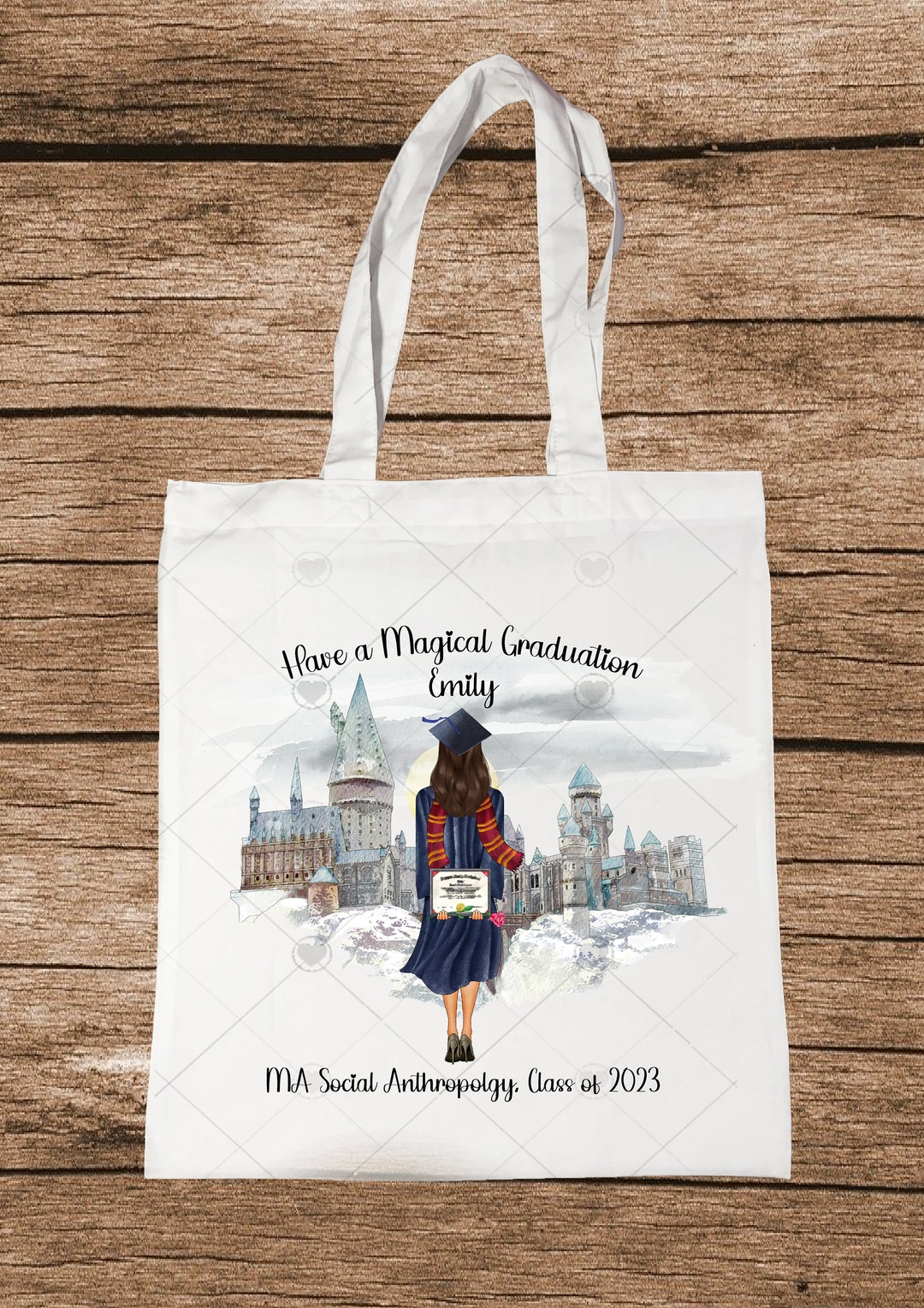 Personalised Wizard School Graduation Tote Bag | Wizard School Bag ...