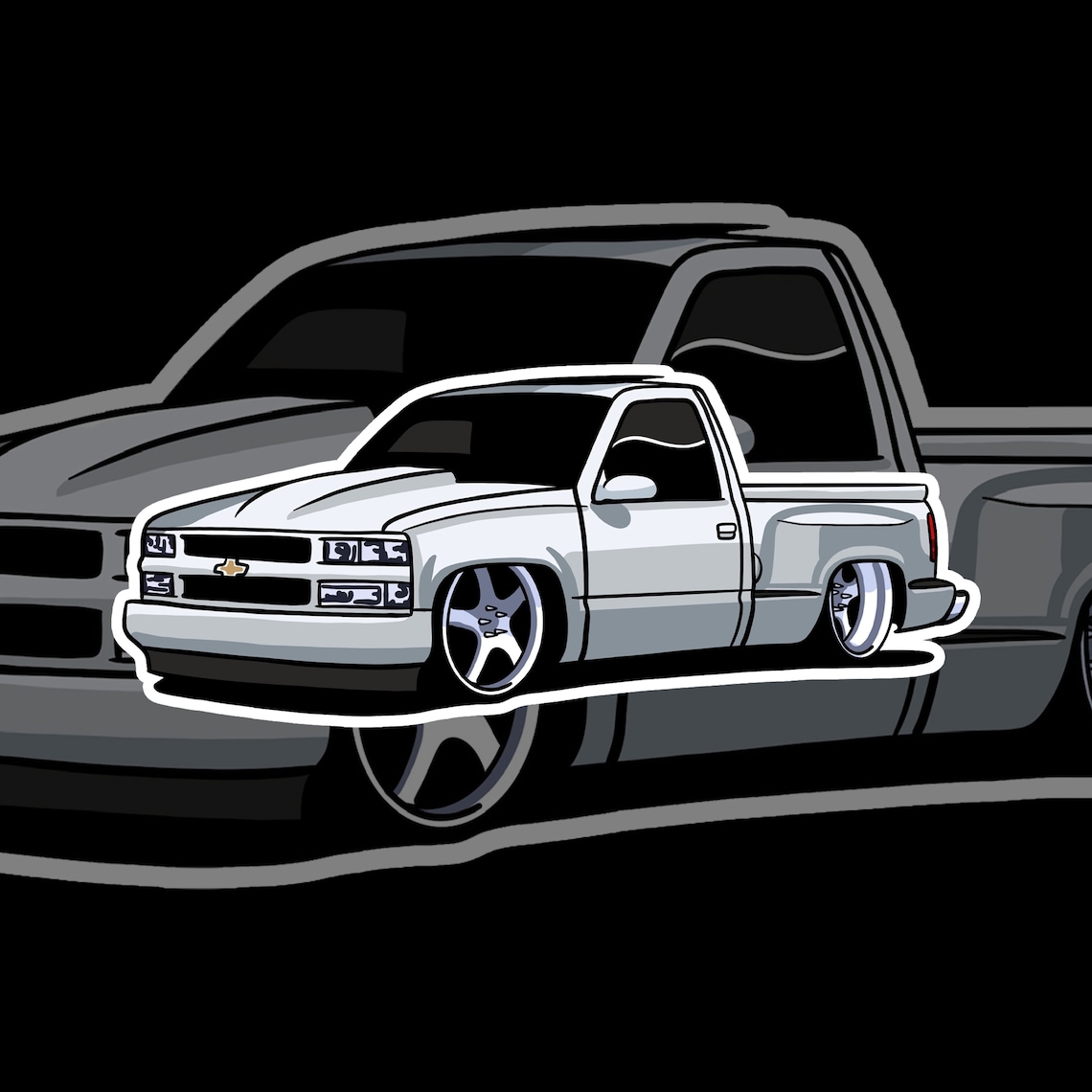 Gray Stepside OBS Single Cab Sticker Chevy Sticker OBS - Etsy Canada