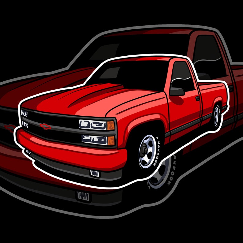 Red OBS Single Cab Sticker Chevy Sticker OBS Sticker - Etsy