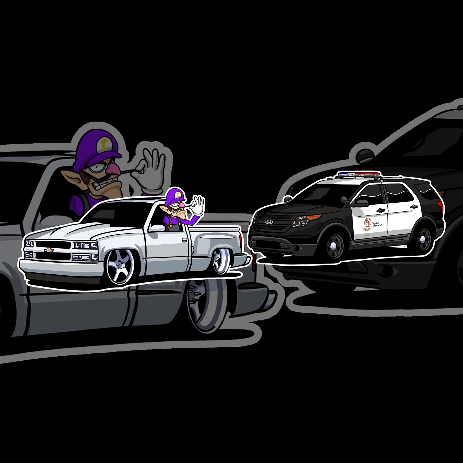 Waluigi Gray Stepside OBS Single Cab Sticker Mario Party - Etsy