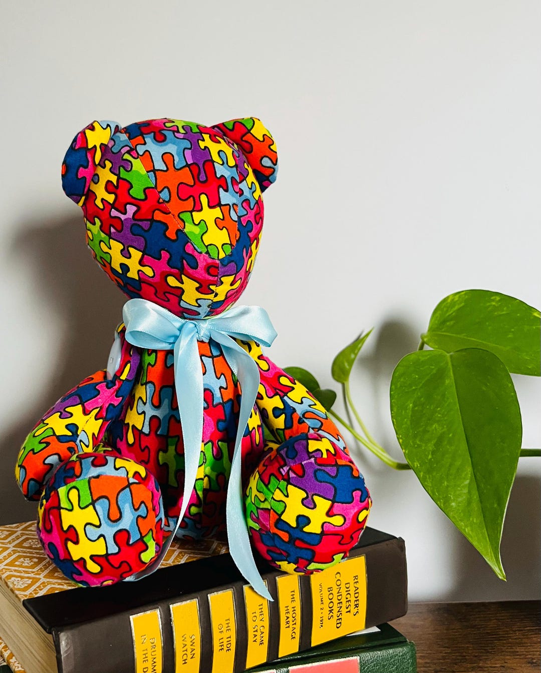Handmade Autism Awareness Plush Teddy Bear | Colorful Stuffed Animal ...