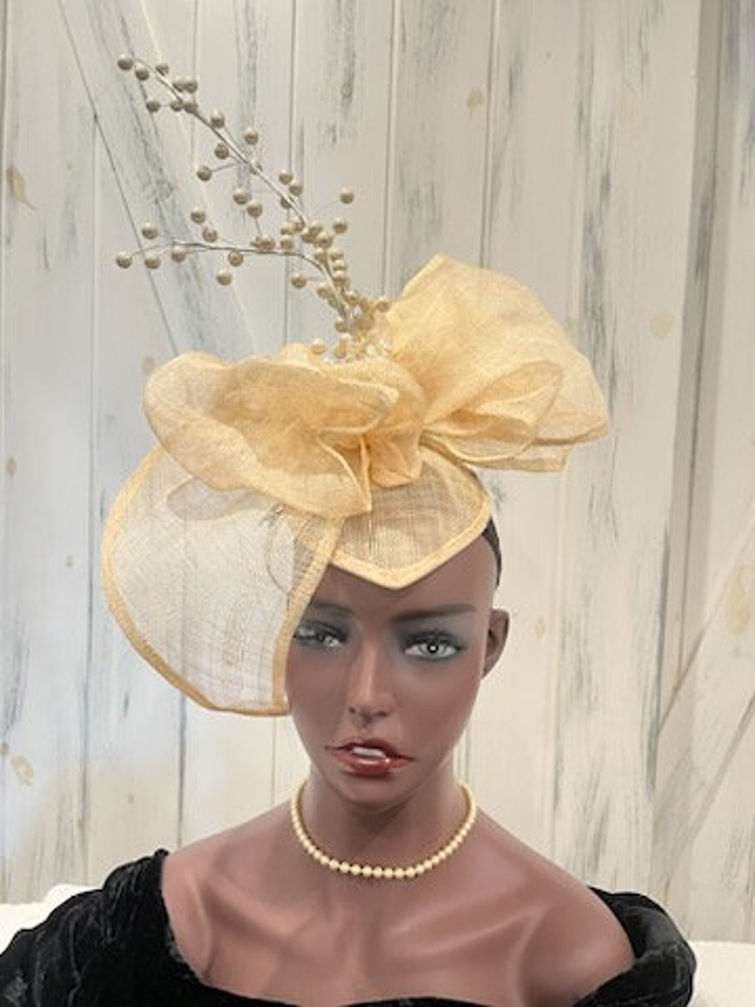 Big Bow Fancy Fascinator With Pearls for Church Wedding Garden - Etsy