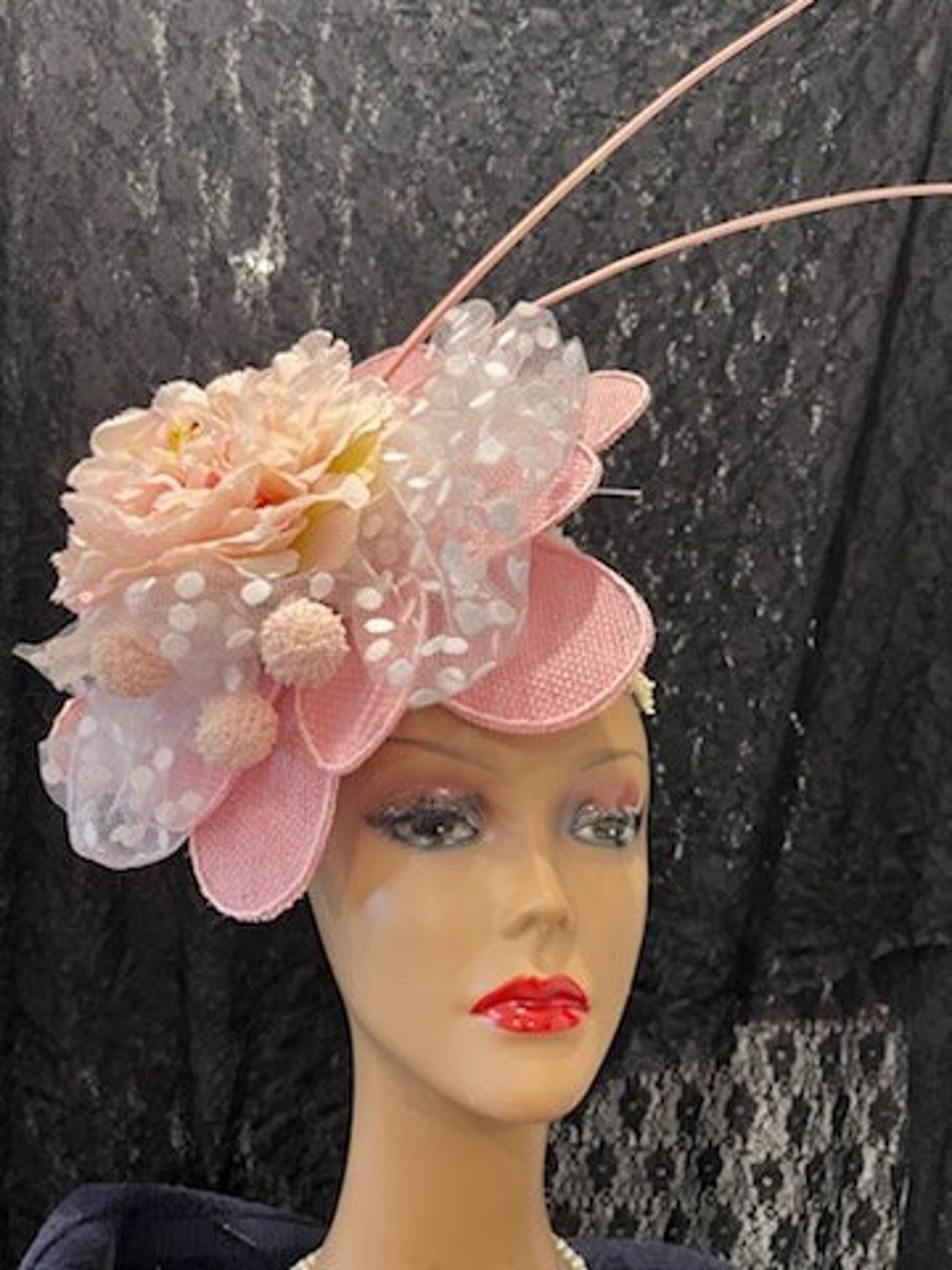 Blush Pink Large Flower Fascinator Hat Quills, Pastel Pink Tea Party ...