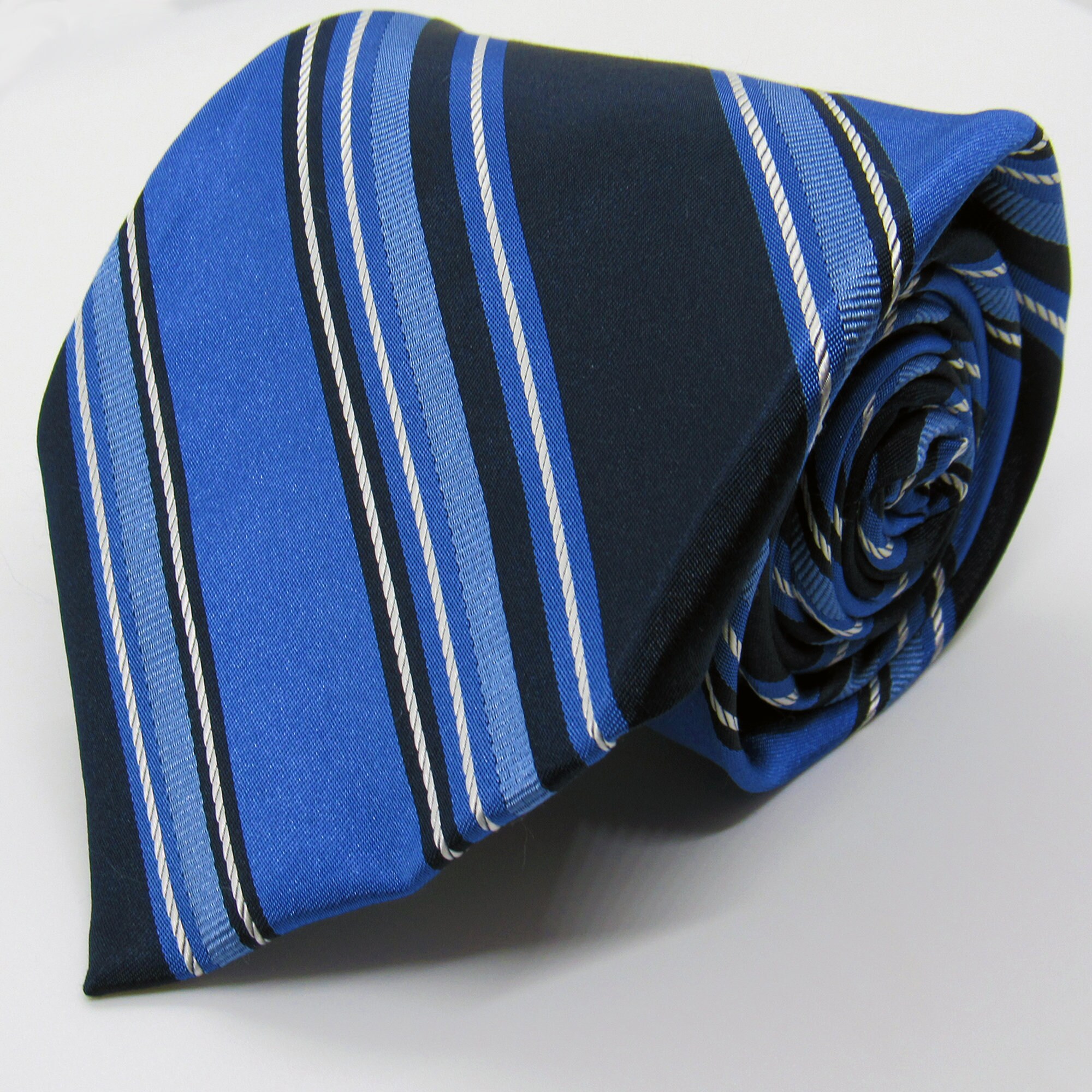 CM Gold Series Extra Long Men's Necktie - Blue & White Diagonal Striped ...