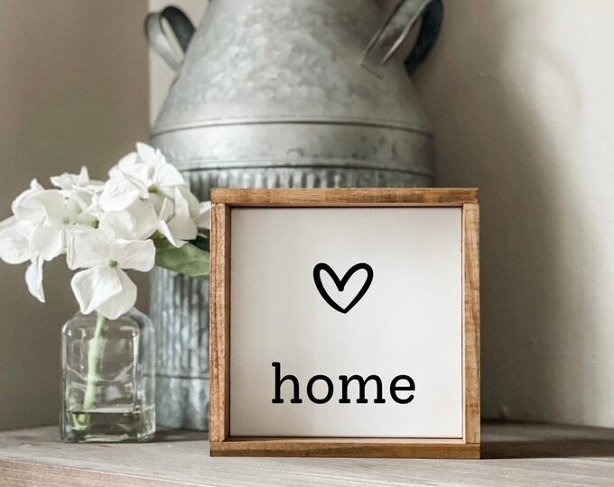 Home Sign: Small Wooden Decor With Heart Accent - Etsy