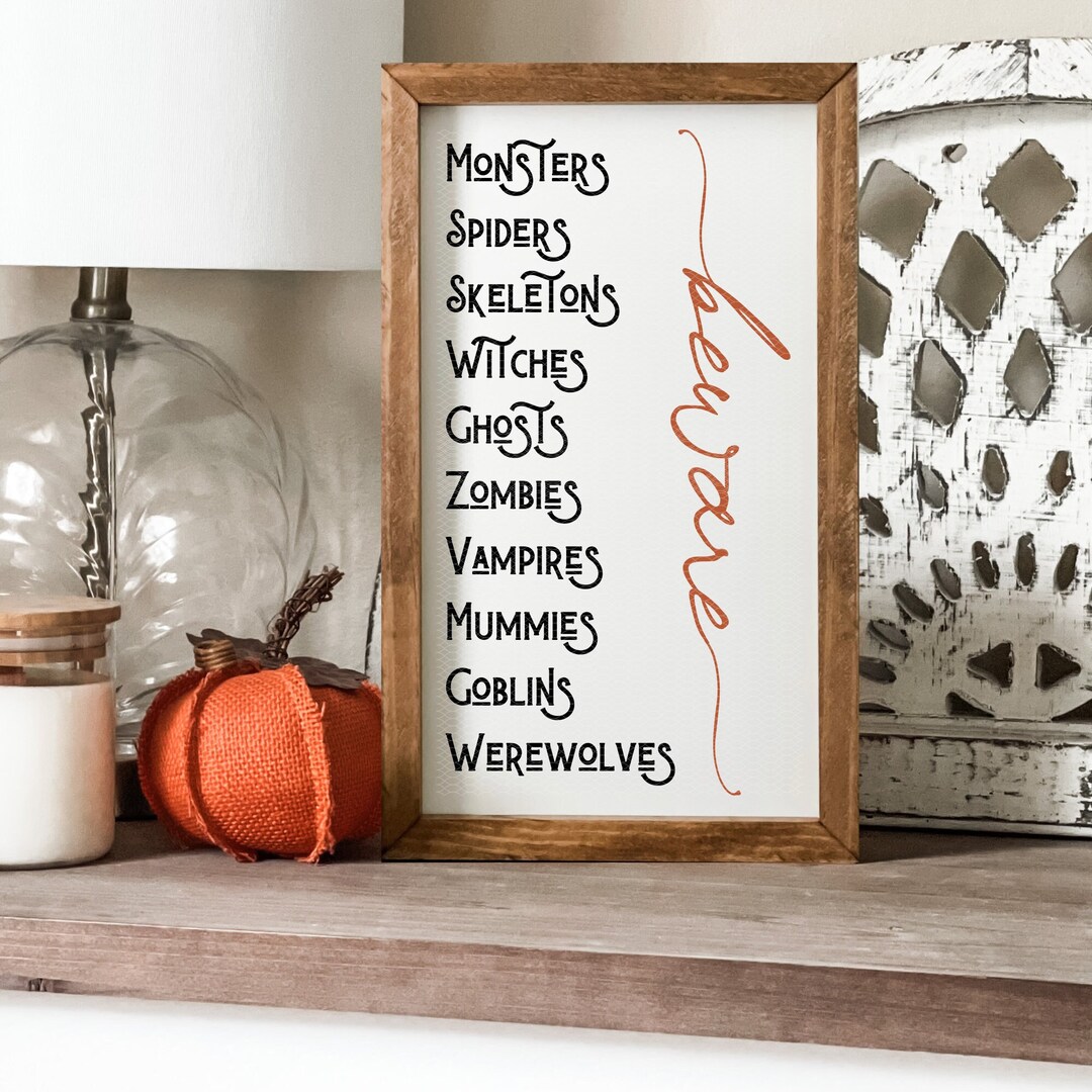 Halloween List Sign, Halloween Sign, Halloween Wall Decor, Seasonal ...