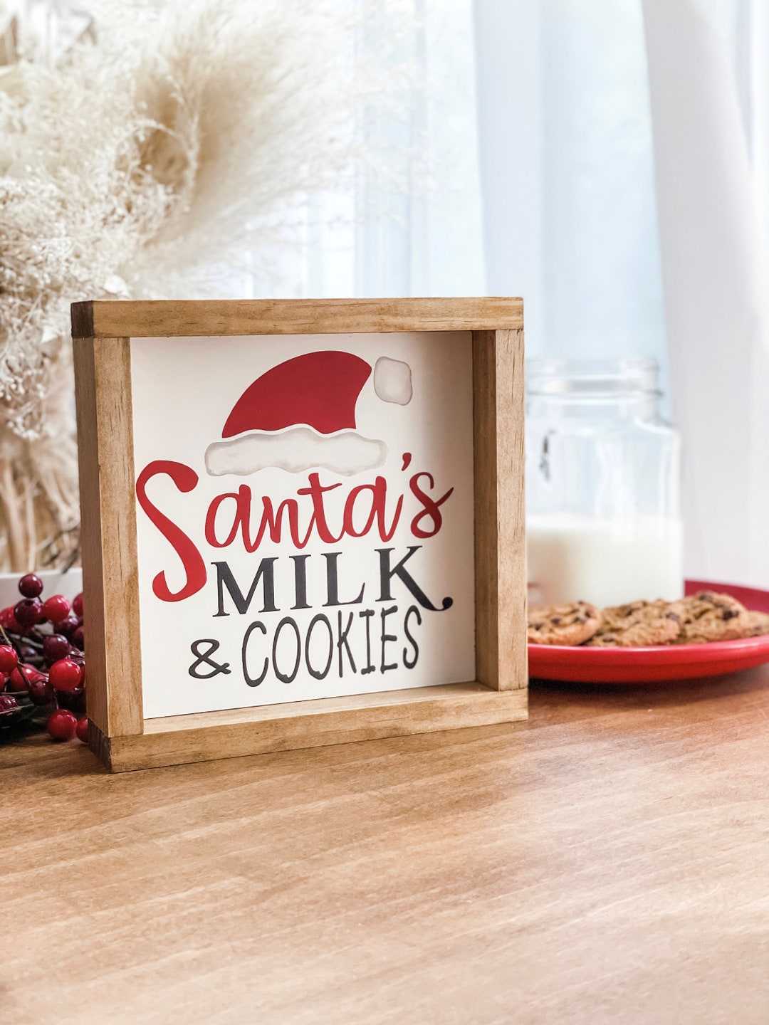Santa’s Milk and Cookies Sign - Kids Christmas Decor - Etsy