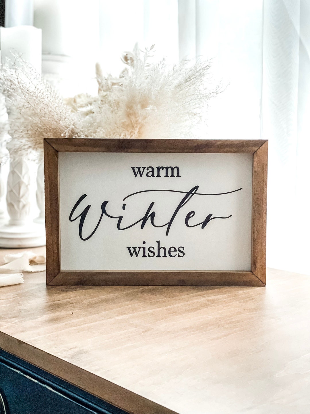 Warm Winter Wishes Sign, Winter Decor, Rustic Home Decor - Etsy