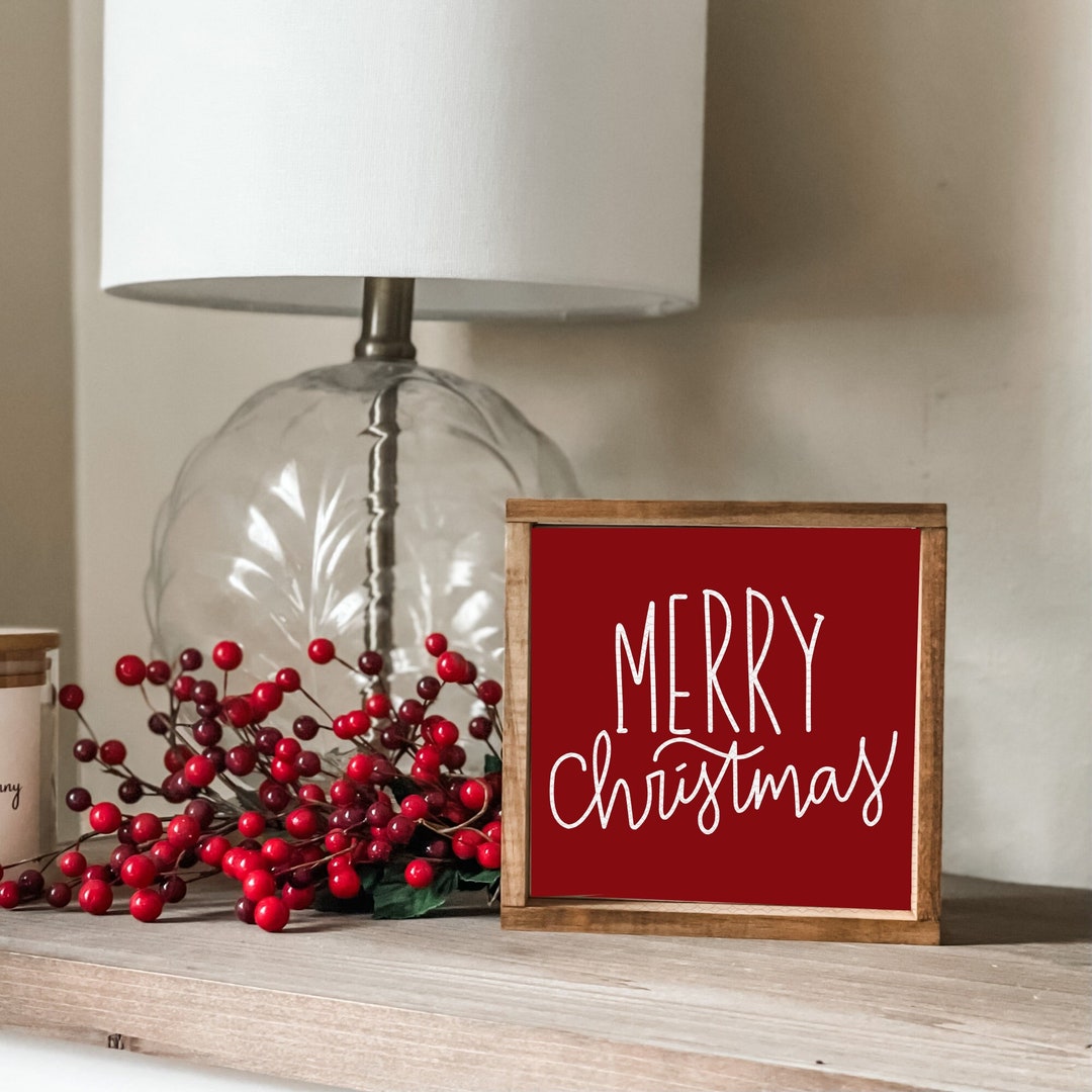 Merry Christmas Sign, Christmas Sign, Tiered Tray Sign, Seasonal Decor ...