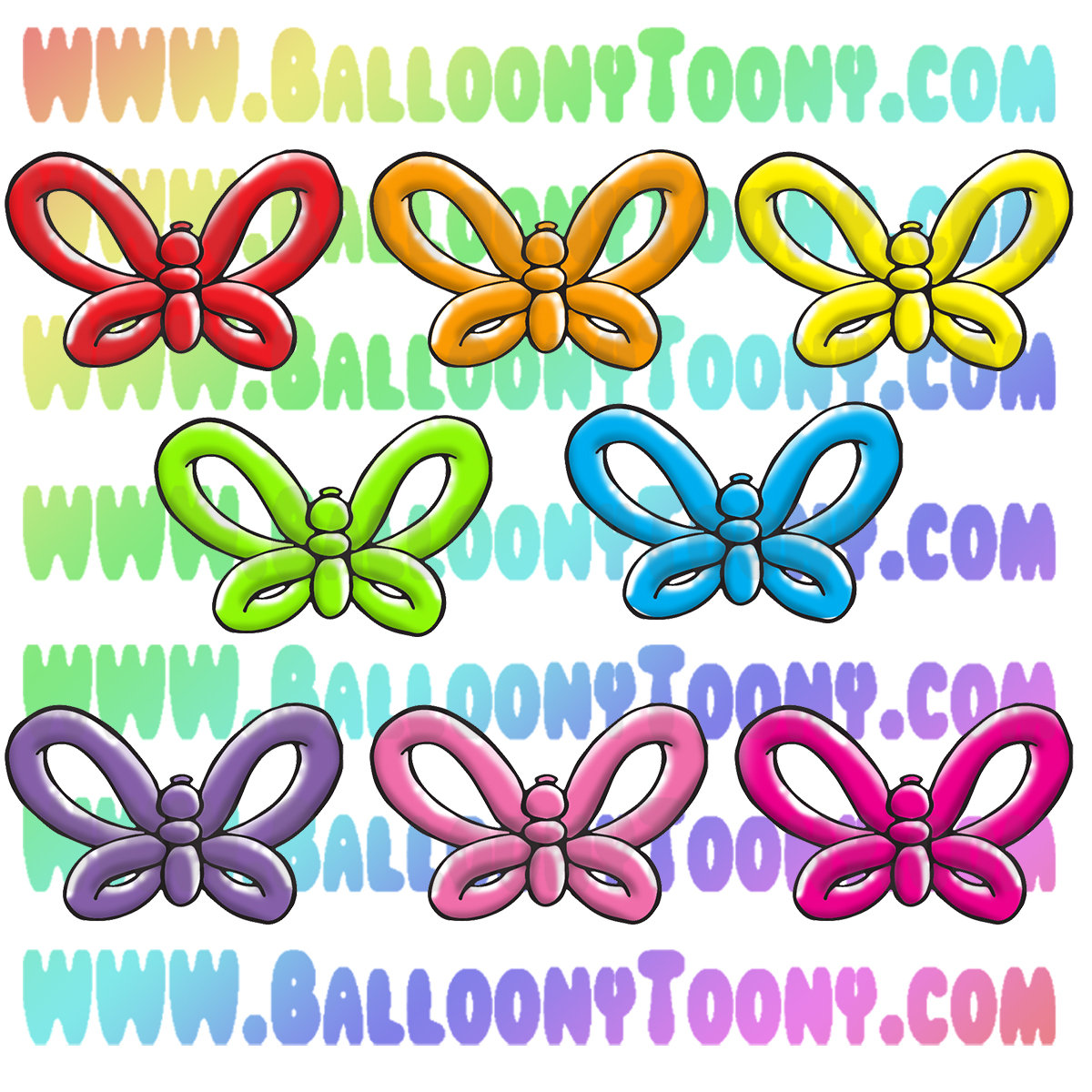 Rainbow Butterfly Balloon Animal 20 Image BUNDLE - Balloon Menu Clipart ...