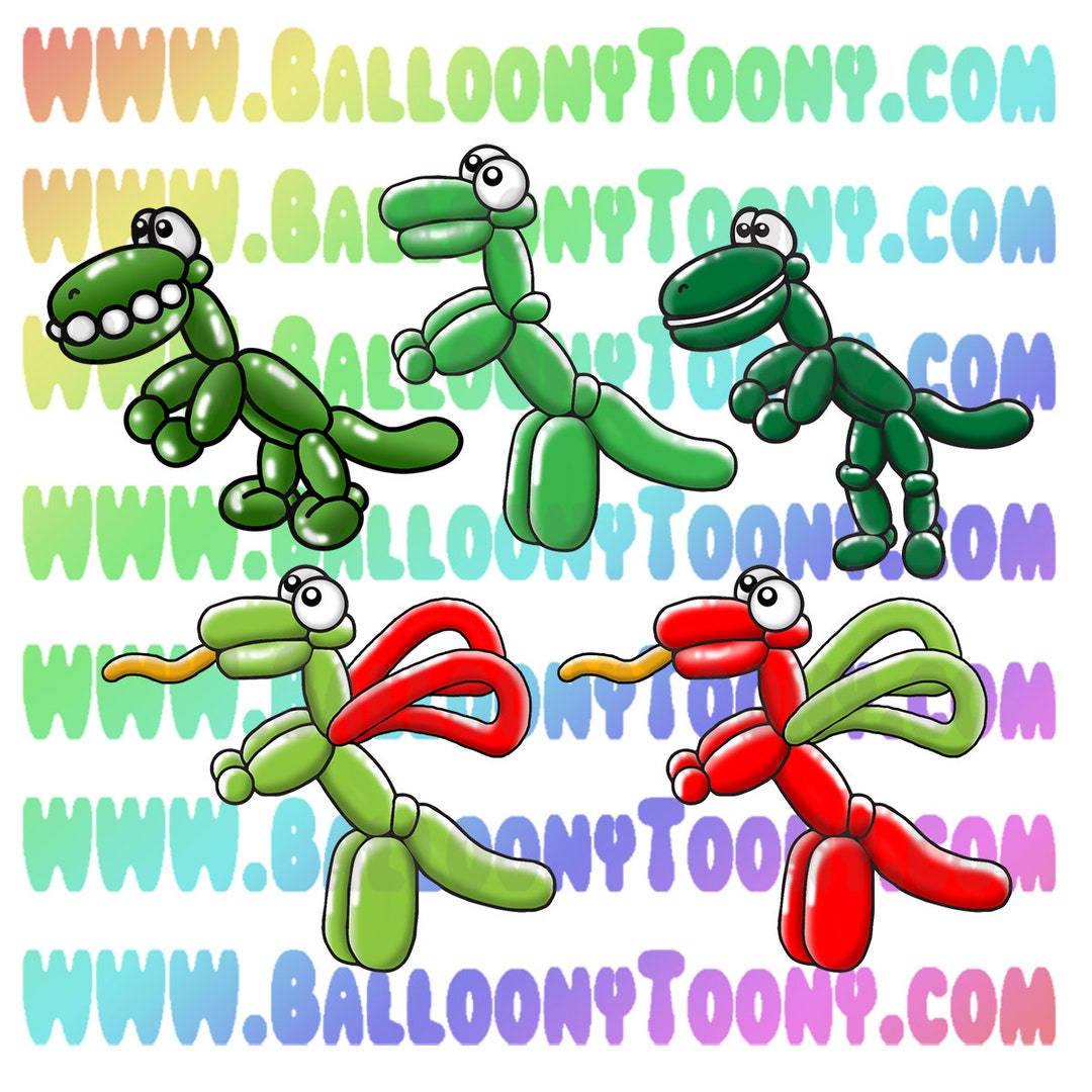 T Rex or Dragon Variety Balloon Animal 8 Image Bundle - Balloon Menu ...