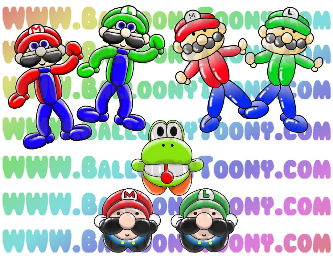 Marioandluigi Plumber Bros Balloon Animal Menu Clipart Images DIGITAL ...