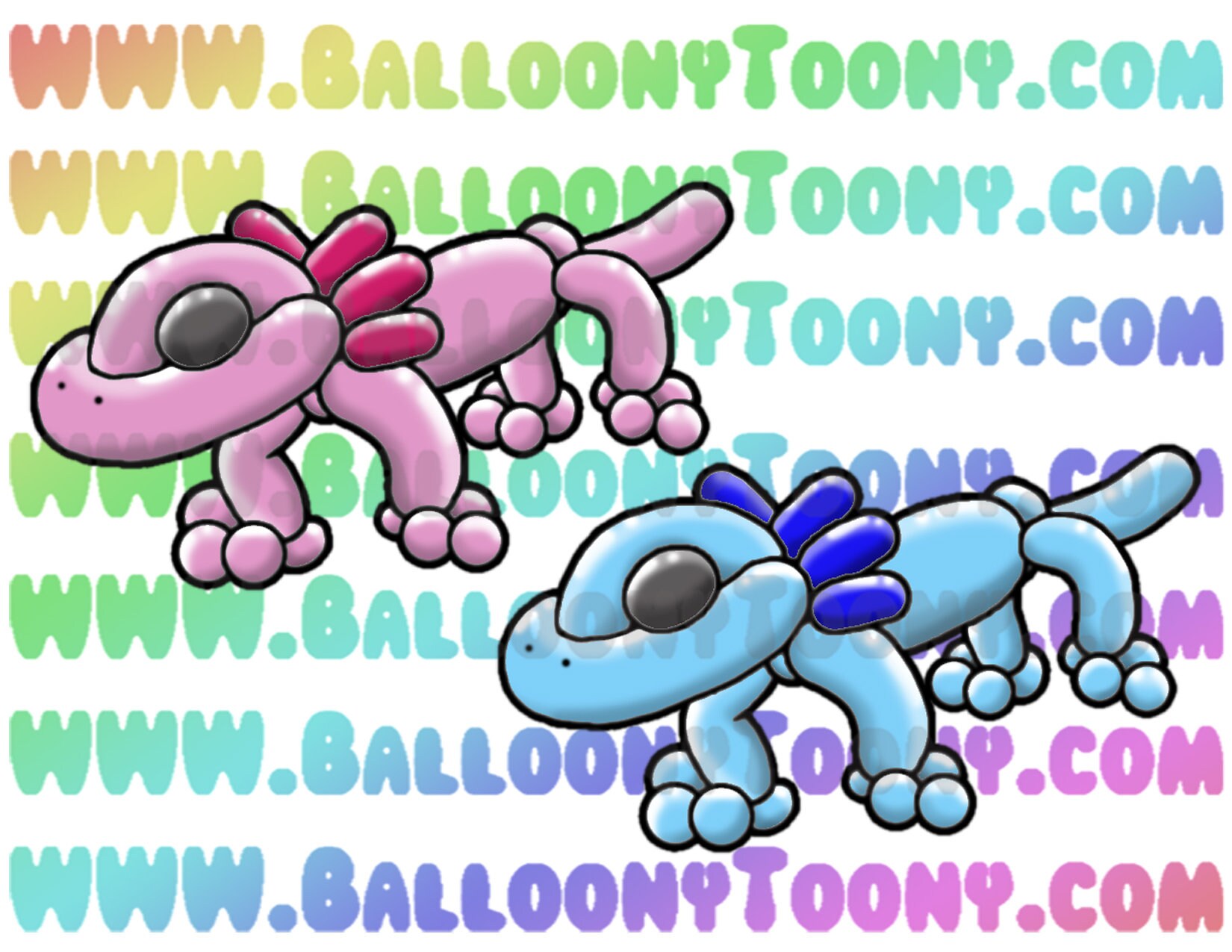Axolotl Balloon Animal Menu Clipart Images DIGITAL DOWNLOAD Consult ...
