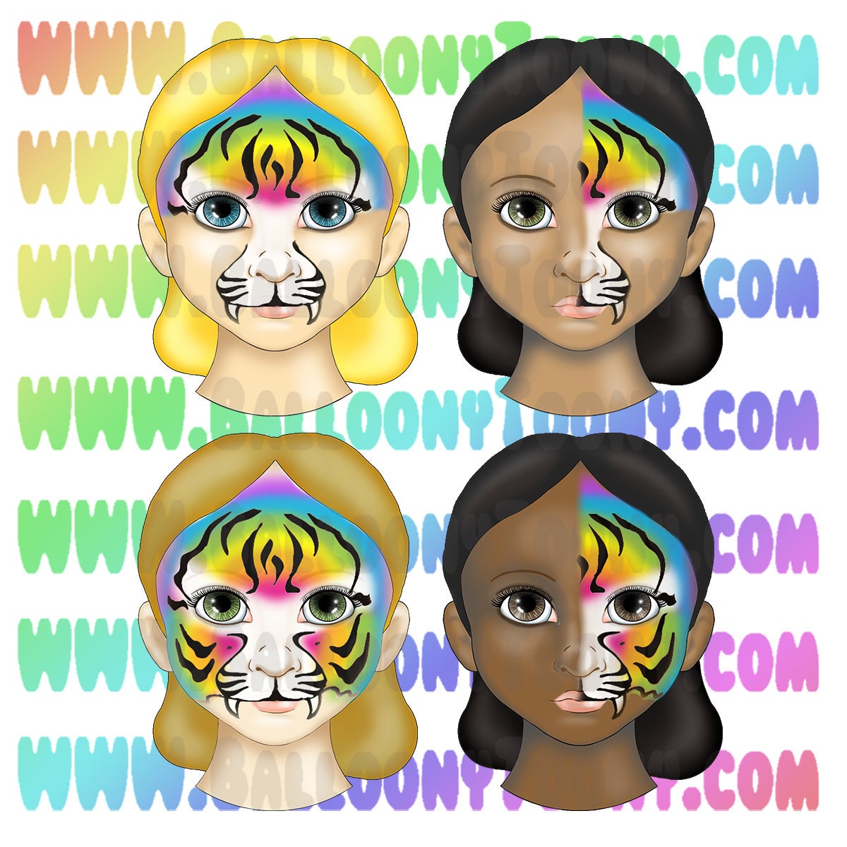 FACE PAINT MENU Tiger Mask 48 Images Bundle - Face Painting Menu ...