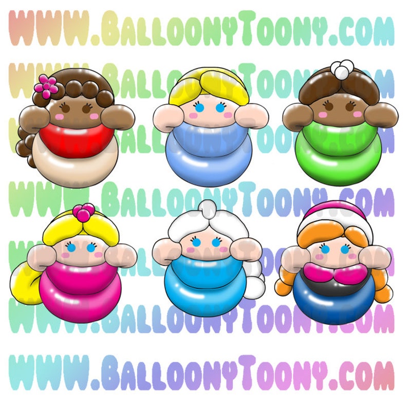 Chibi Princess Balloon Animal 17 Images BUNDLE - Balloon Menu Clipart ...