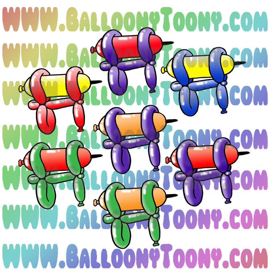 Blaster Balloon Animal 11 Image BUNDLE - Balloon Menu Clipart - Etsy