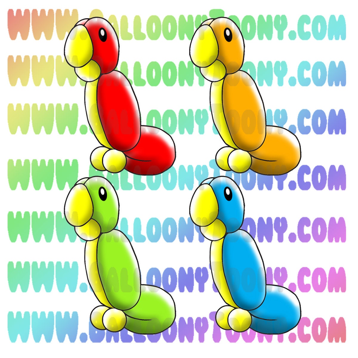Parrot (4 Versions) Balloon Animal 24 Image BUNDLE - Balloon Menu ...