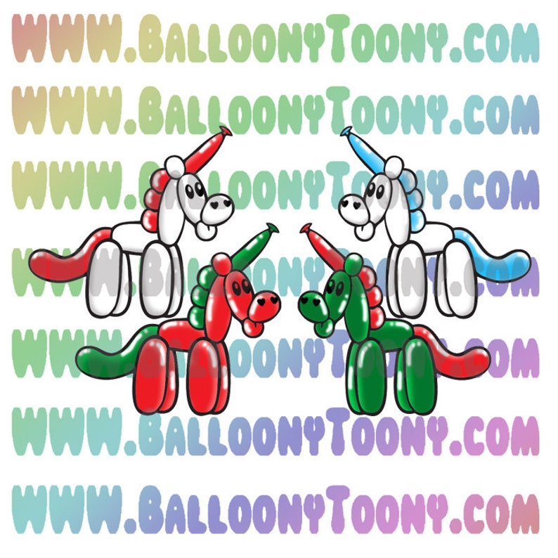 Unicorn Balloon Animal Image BUNDLE - Balloon Menu Clipart - Etsy