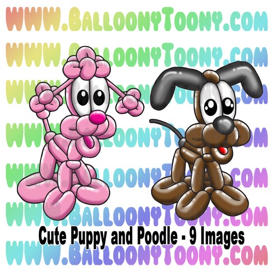 Cute Poodle/ Puppy Balloon Animal 9 Image BUNDLE Balloon - Etsy