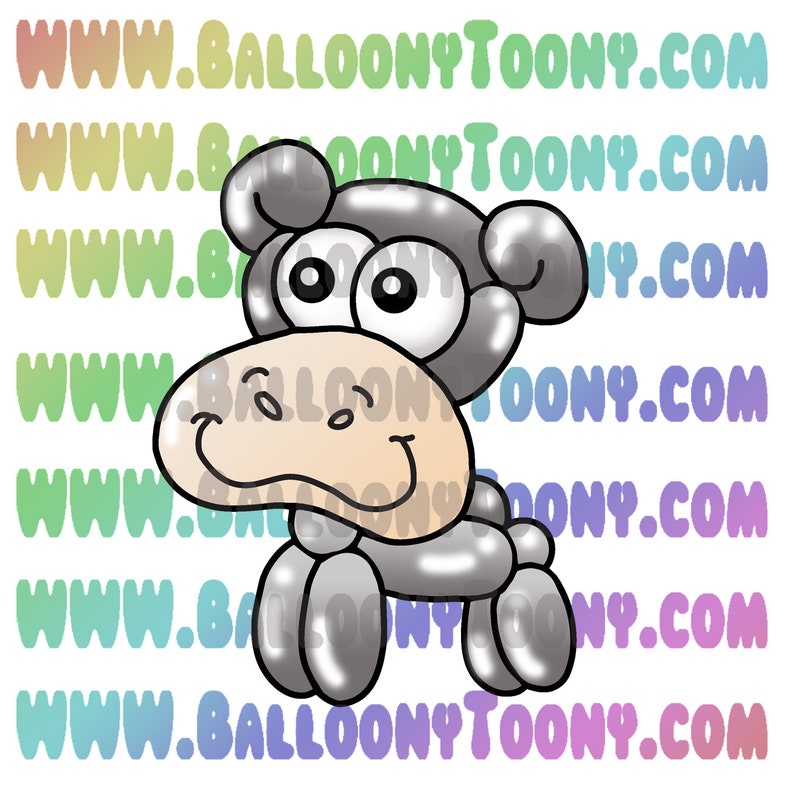 Hippo Balloon Animal Image - Balloon Menu Clipart - Etsy Australia
