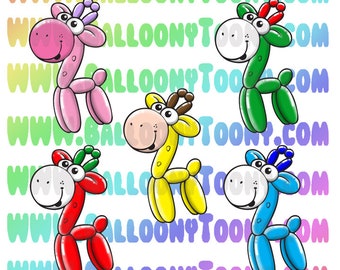 Pick Axe Balloon Animal 6 Image BUNDLE Balloon Menu Clipart - Etsy