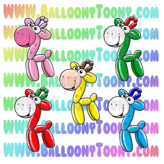 Fancy Giraffe Balloon Animal 6 Image BUNDLE Balloon Menu | Etsy