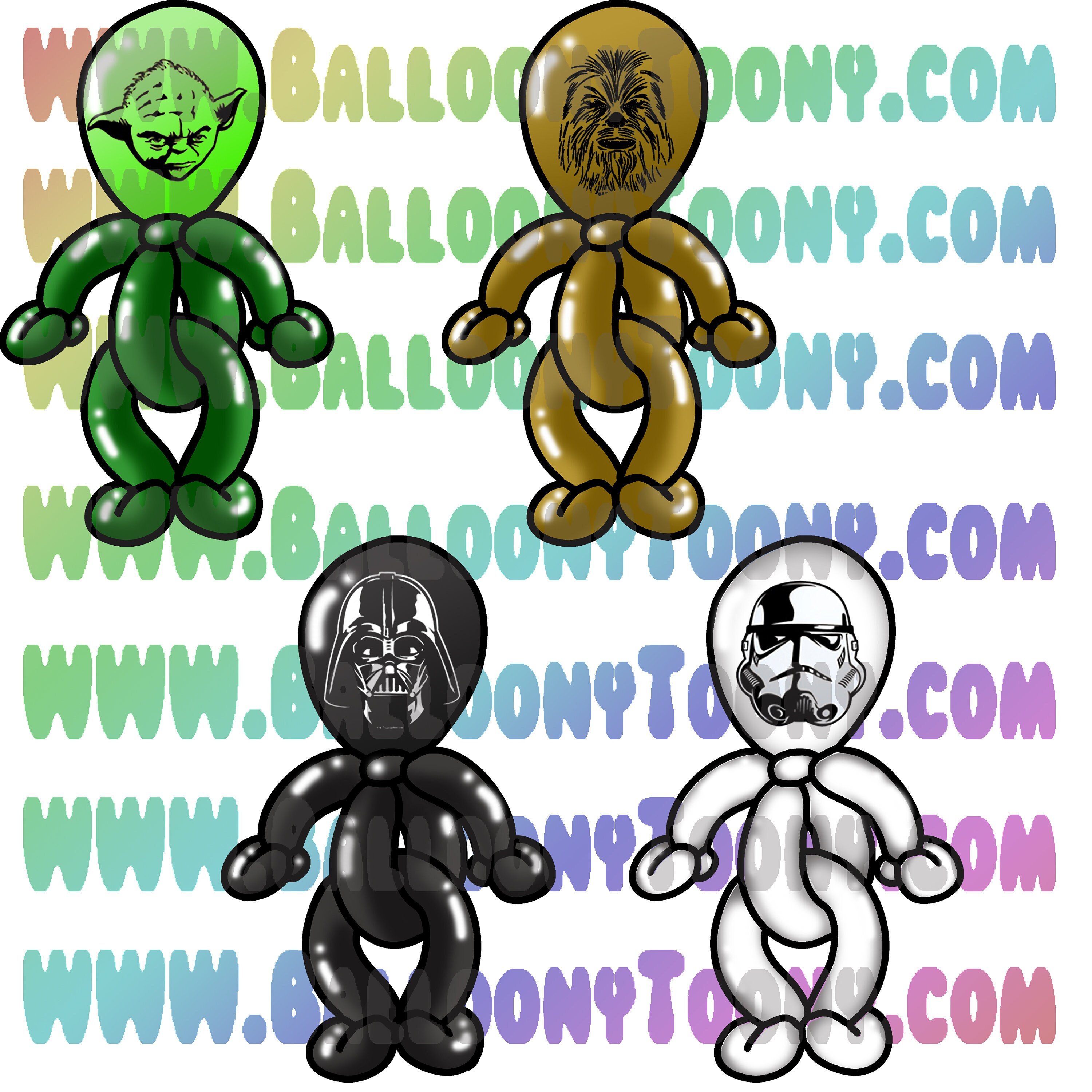 Loopy Loop Characters - Balloon Animal Image - Balloon Menu Clipart - Etsy