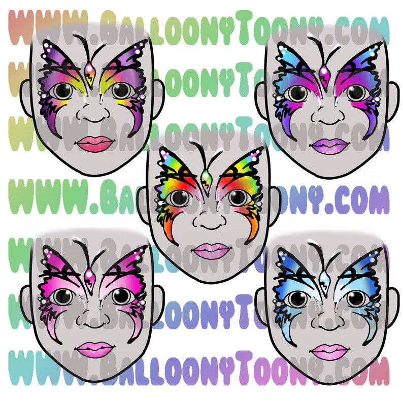 FACE PAINT MENU Butterfly Mask 6 Images Bundle - Face Painting Menu ...