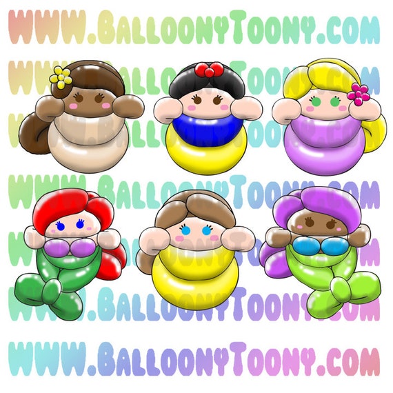 Chibi Princess Balloon Animal 17 Images BUNDLE Balloon Menu Clipart Art ...