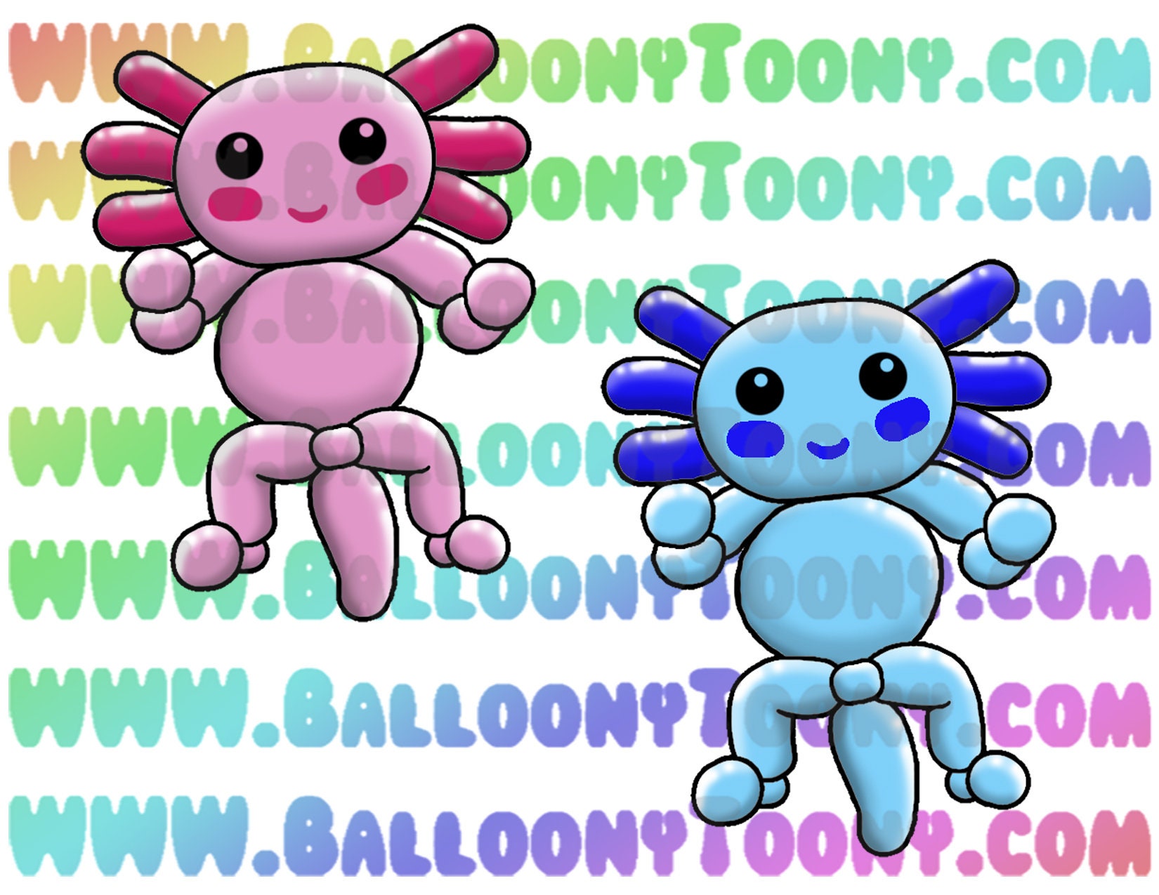 Axolotl Balloon Animal Menu Clipart Images DIGITAL DOWNLOAD Consult ...