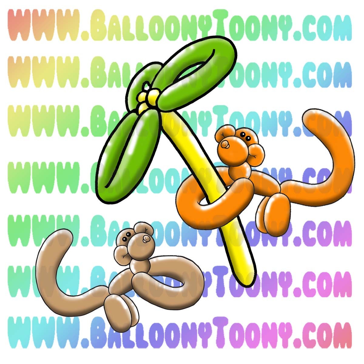 Fast Monkey (2versions) Balloon Animal Image - Balloon Menu Clipart - Etsy