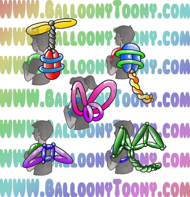 Backpack Balloon Animal 5 Images Bundle - Balloon Menu Clipart - Etsy