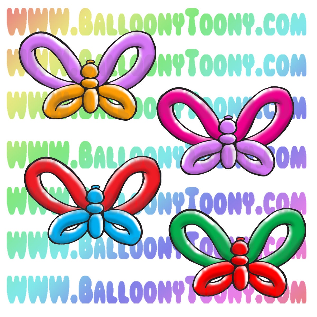 Rainbow Butterfly Balloon Animal 20 Image BUNDLE - Balloon Menu Clipart ...