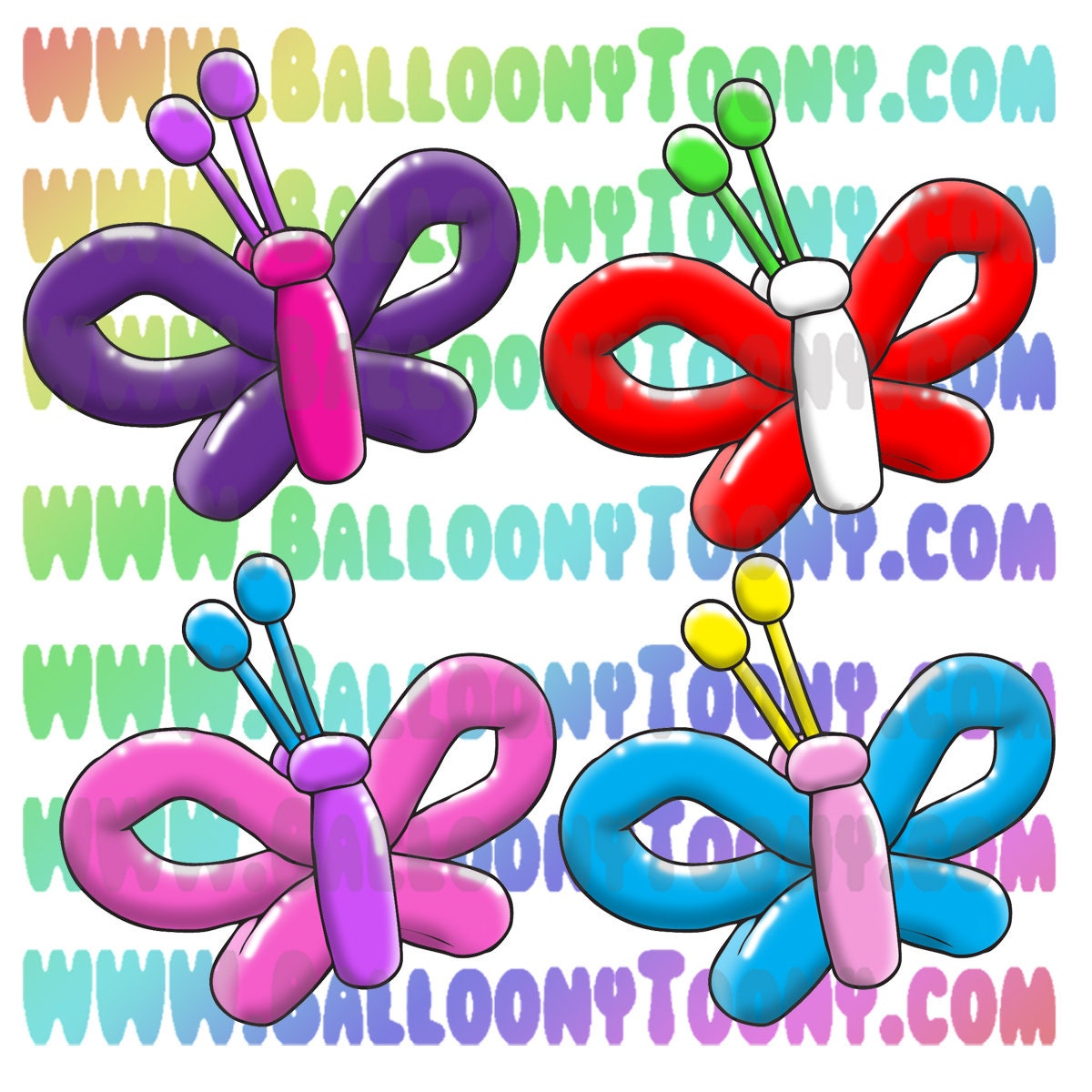 Cute Butterfly Balloon Animal 8 Image BUNDLE - Balloon Menu Clipart ...