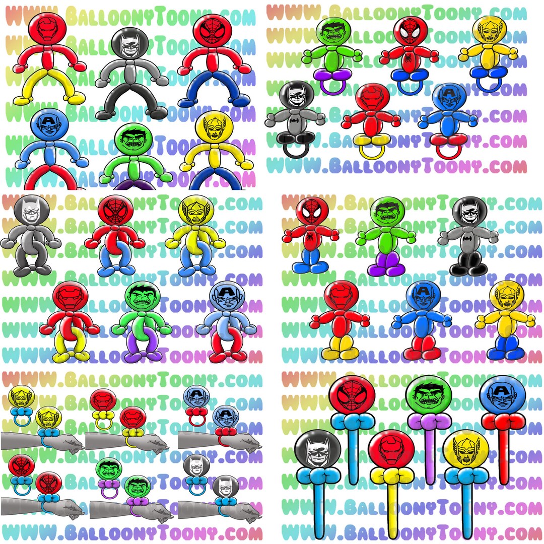 Super Hero Mega Bundle Balloon Menu Clipart Images - DIGITAL DOWNLOAD ...