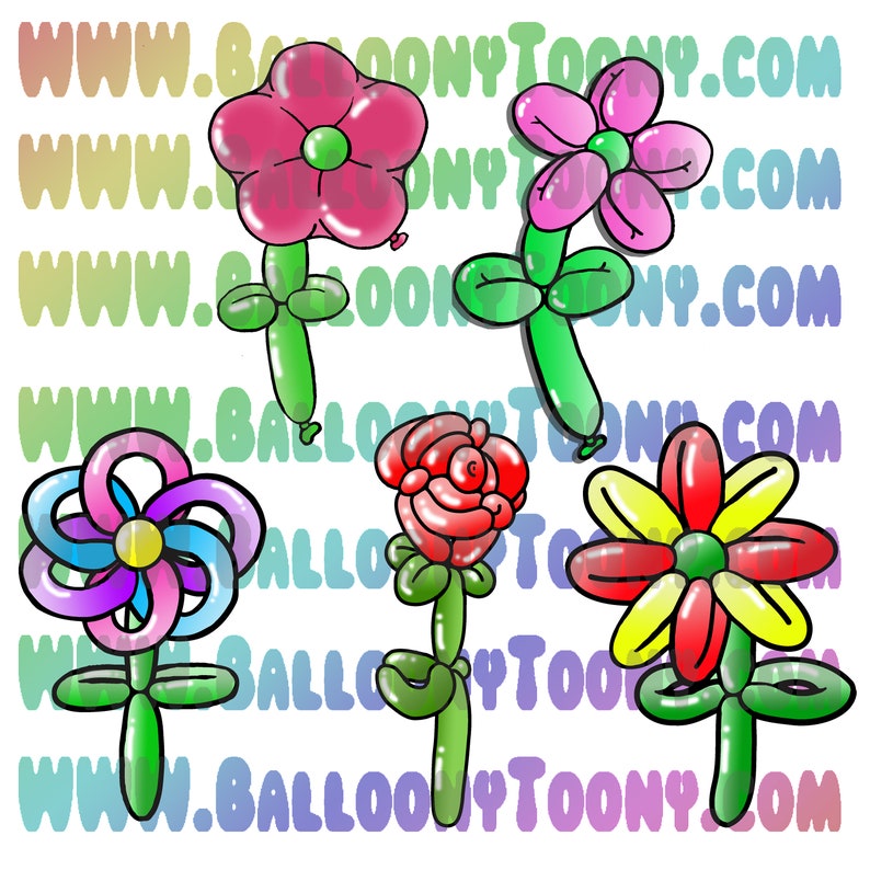 Flower Balloon Animal Images BUNDLE - Balloon Menu Clipart - Etsy