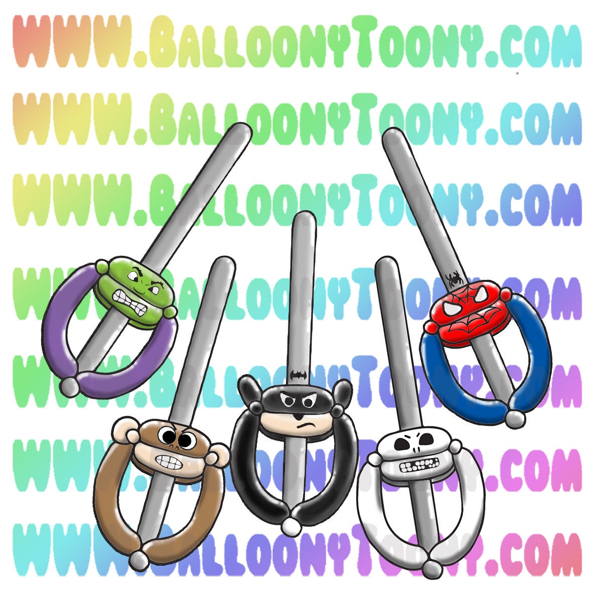 Fun Character Swords Balloon Animal 9 Images BUNDLE - Balloon Animal ...