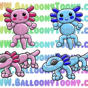 Axolotl Balloon Animal Menu Clipart Images DIGITAL DOWNLOAD Consult ...