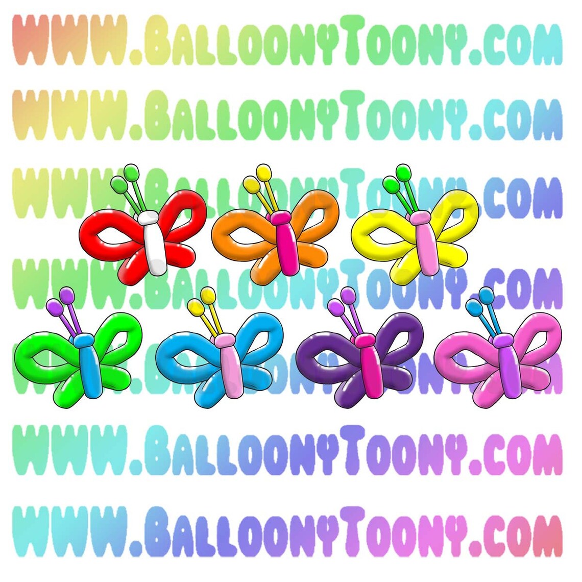 Cute Butterfly Balloon Animal 8 Image BUNDLE - Balloon Menu Clipart ...